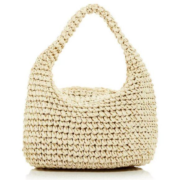 Aqua | Bags | Aqua Mini Slouch Natural Woven Basket Top Handle Bag ...